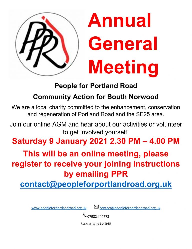 ANNOUNCING OUR AGM – People for Portland Road